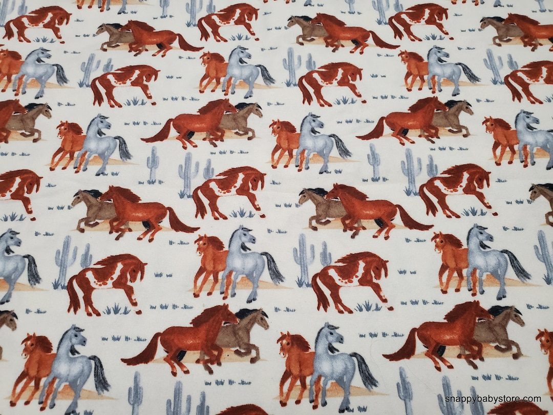 Flannel Fabric - Multi Horses - by the Yard - 100% Cotton Flannel - Etsy