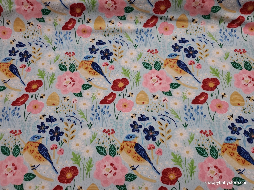 Flannel Fabric - Packed Spring Floral - by the Yard - 100% Cotton ...