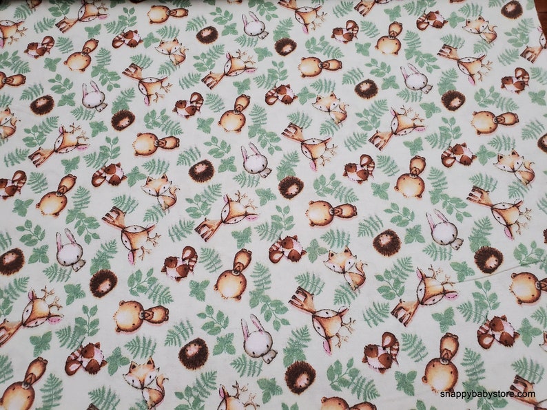 Flannel Fabric - Woodland Tykes Toss - by the Yard - 100% Cotton ...