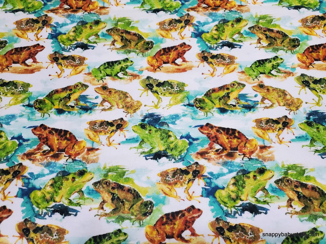 Flannel Fabric - Watercolor Frogs - by the Yard - 100% Cotton Flannel ...