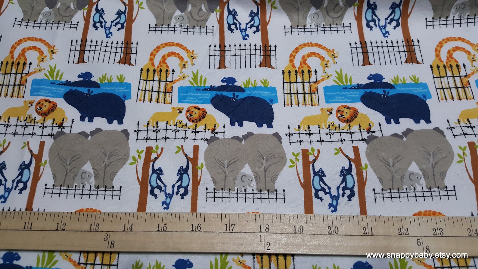 Flannel Fabric - Zoo Animals at the Zoo - by the Yard - 100% Cotton ...