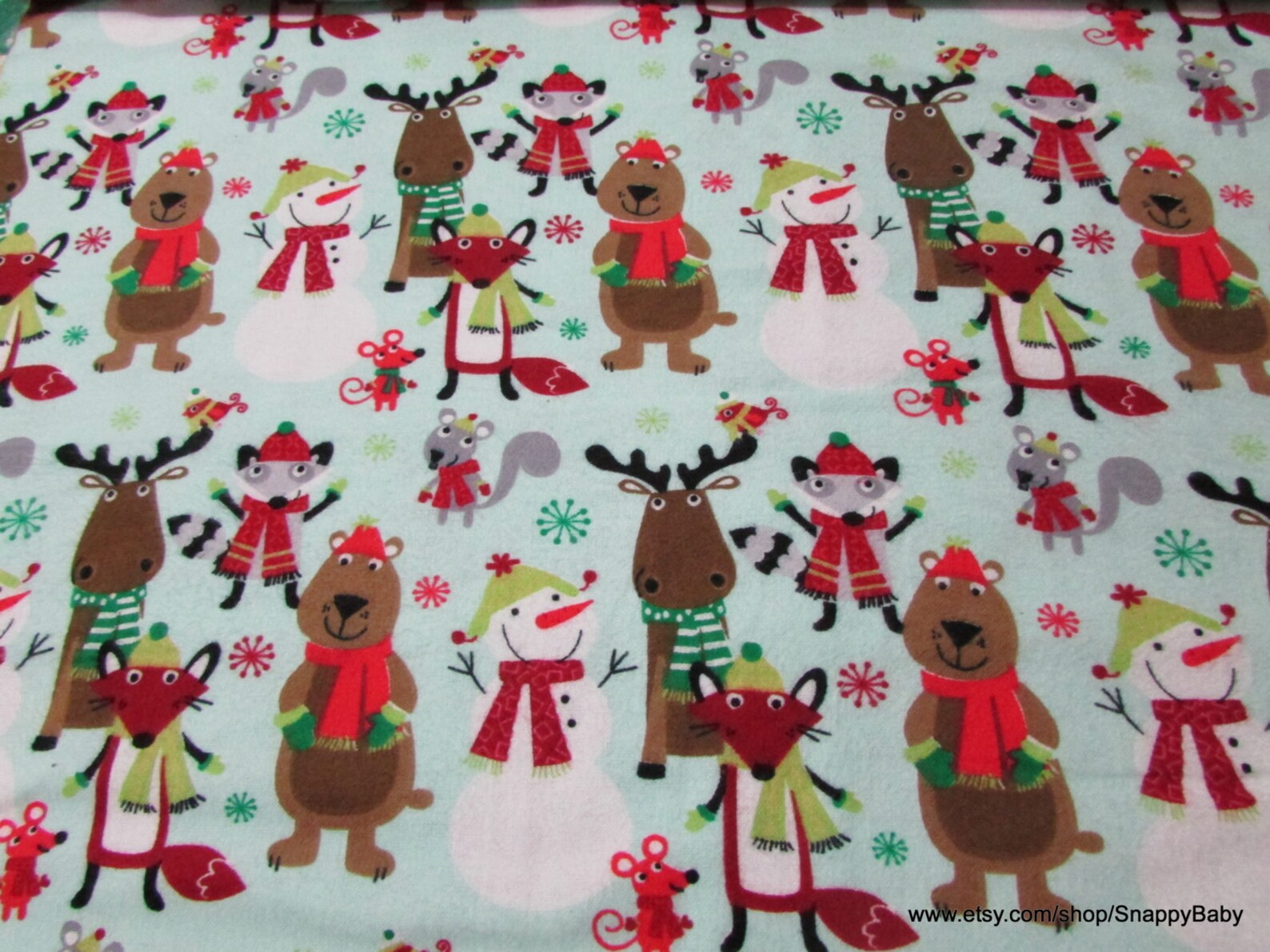 Christmas Flannel Fabric Animals in Scarfs by the Yard | Etsy