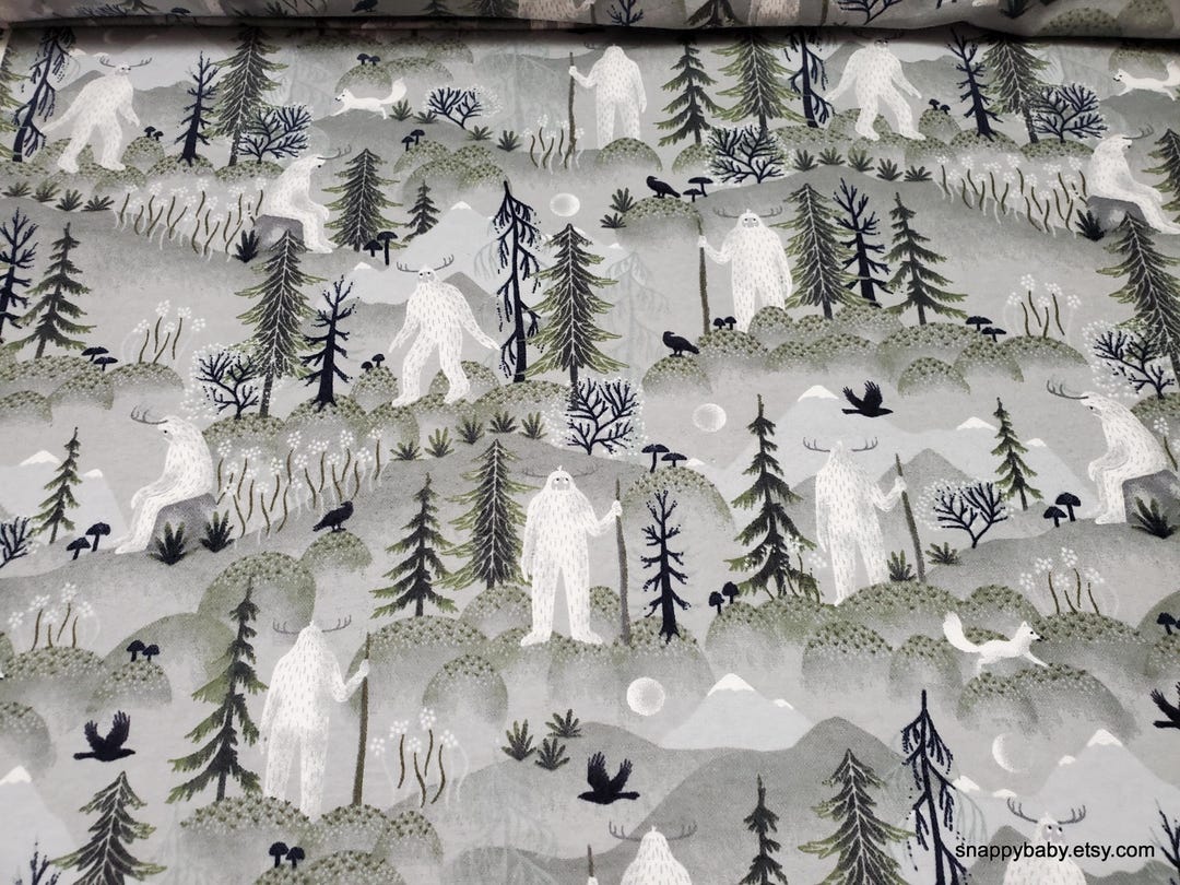 Flannel Fabric - Mythical Yeti - by the Yard - 100% Cotton Flannel - Etsy