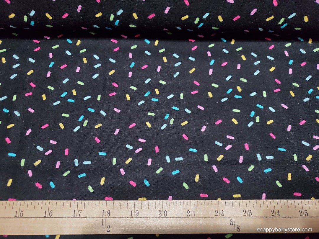 Flannel Fabric - Pastel Sprinkles on Black - by the Yard - 100% Cotton ...