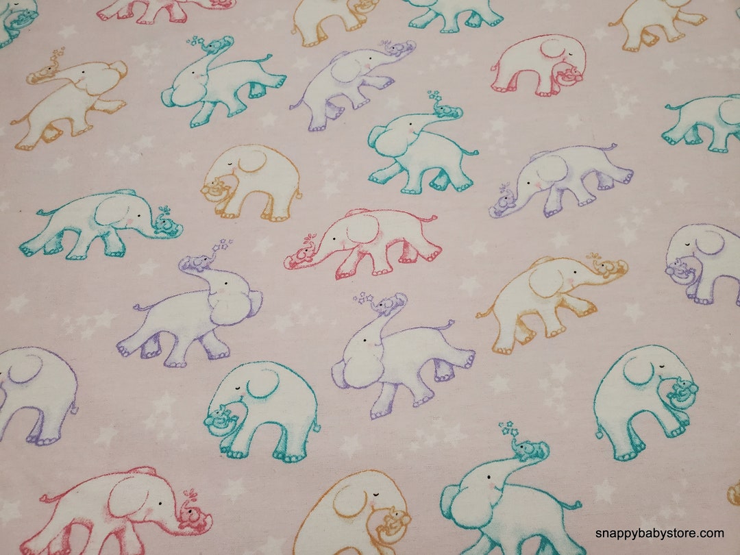Flannel Fabric - Momma and Baby Elephant Light Pink - by the Yard - 100 ...