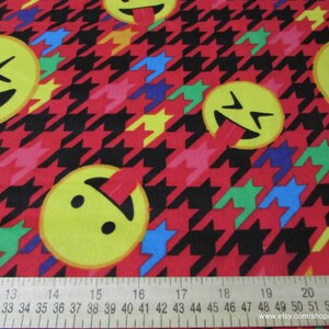 Flannel Fabric - Emoticon Houndstooth - by the Yard - 100% Cotton ...