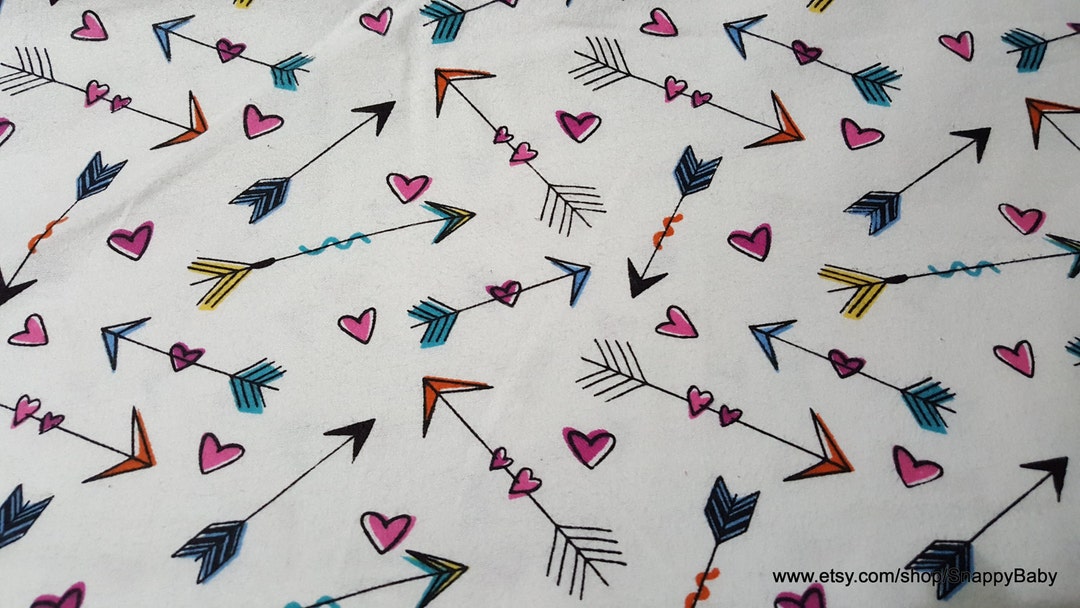 Flannel Fabric - Hearts and Arrows - by the Yard - 100% Cotton Flannel ...
