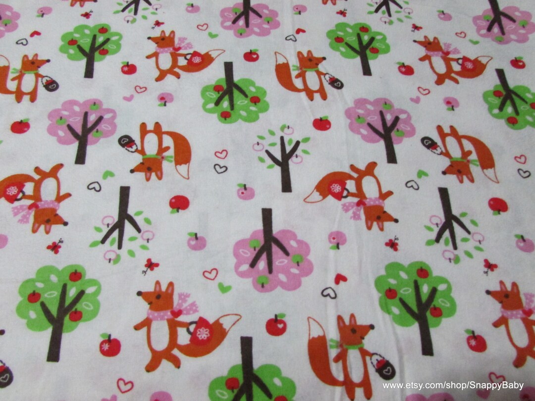 Flannel Fabric - Fox in Woods - by the Yard - 100% Cotton Flannel - Etsy