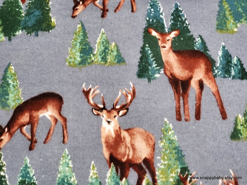 Flannel Fabric Realistic Deer and Trees by the Yard 100% - Etsy
