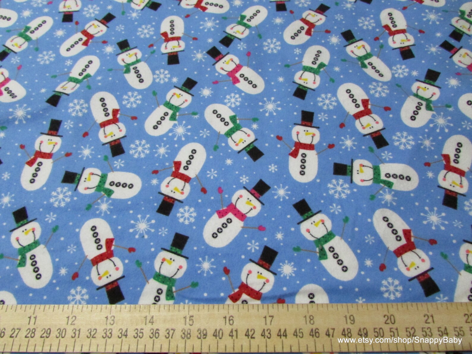Christmas Flannel Fabric Christmas Snowman By the Yard | Etsy