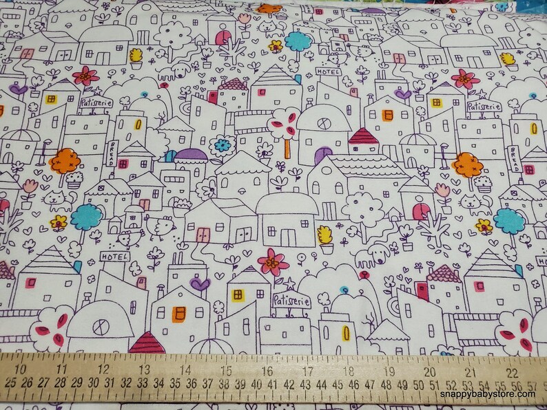 Flannel Fabric - Cute Houses - by the Yard - 100% Cotton Flannel - Etsy