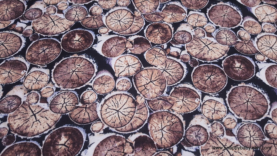 Flannel Fabric - Realistic White Logs - by the Yard - 100% Cotton ...