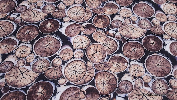 Flannel Fabric Realistic White Logs By the yard 100% | Etsy