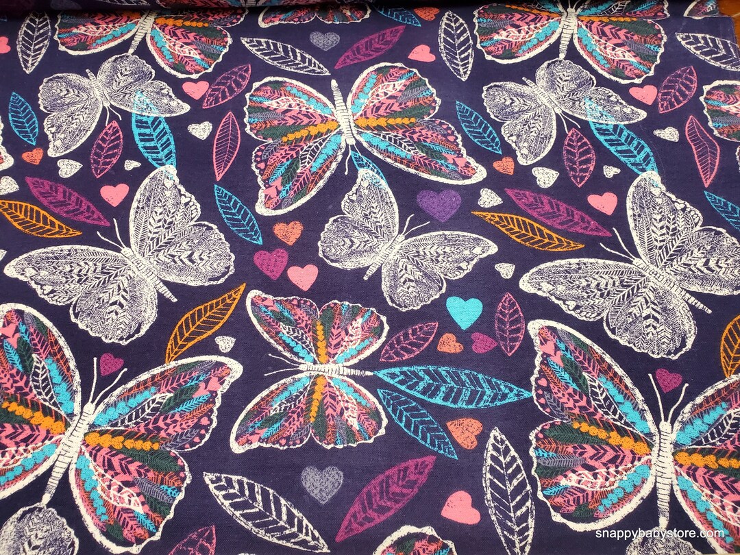 Flannel Fabric - Butterfly Outline - by the Yard - 100% Cotton Flannel ...