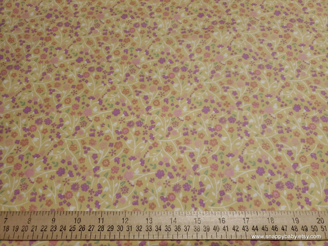 Flannel Fabric Yellow Floral by the Yard 100% Cotton - Etsy