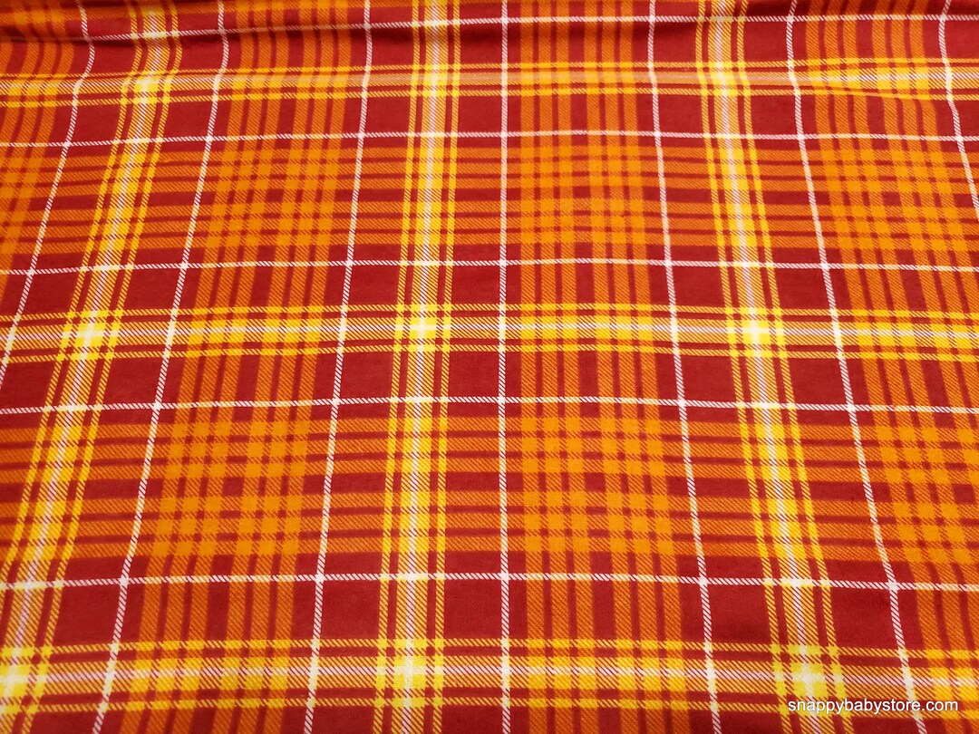 Flannel Fabric - Rust Mustard Plaid - by the Yard - 100% Cotton Flannel ...