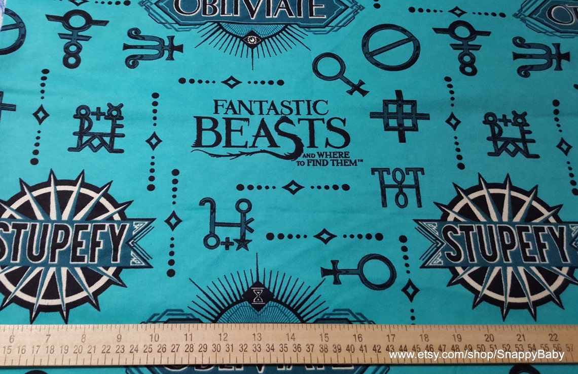 Character Flannel Fabric - Fantastic Beasts Teal - by the Yard - 100% ...