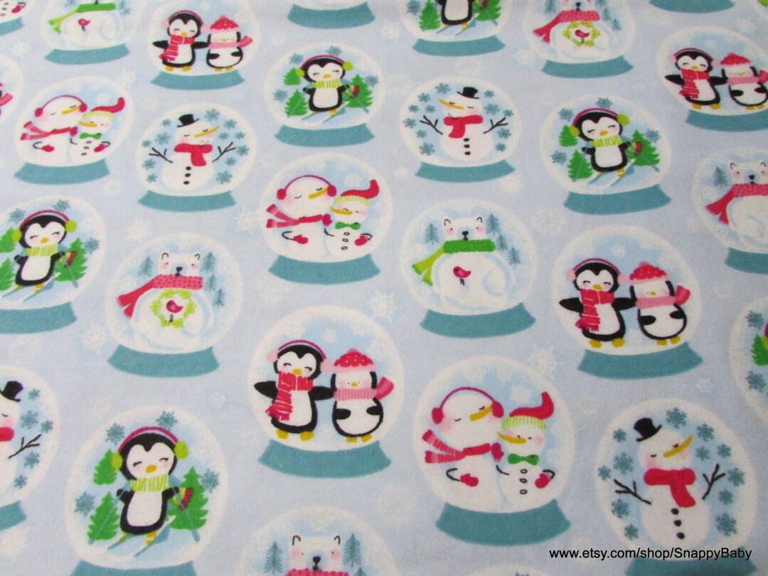 Christmas Flannel Fabric - Snowglobe Friends - by the Yard - 100% ...