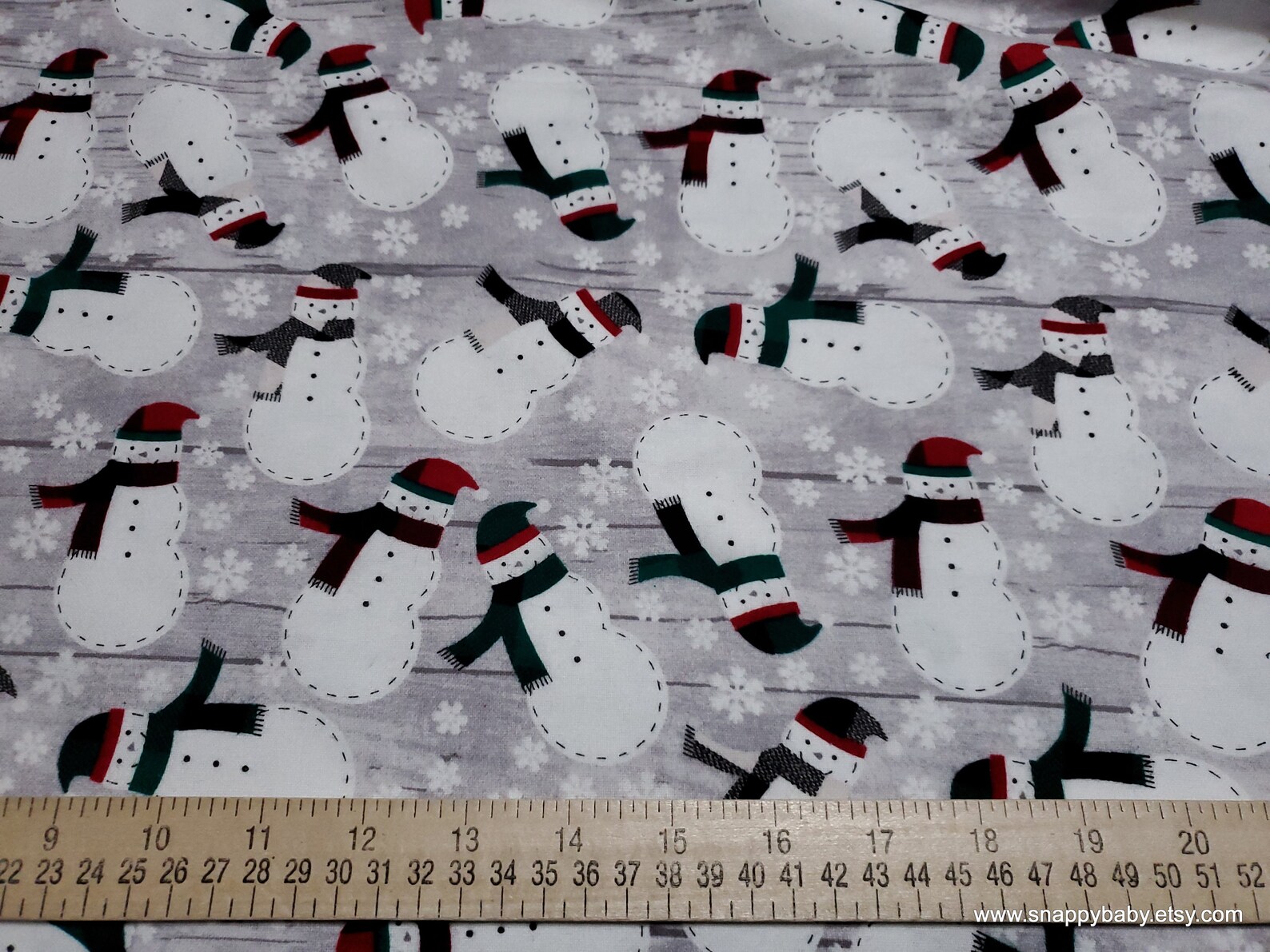 Christmas Flannel Fabric Snowman and Scarves by the Yard | Etsy