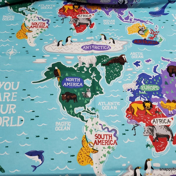 World Map Fabric - Etsy