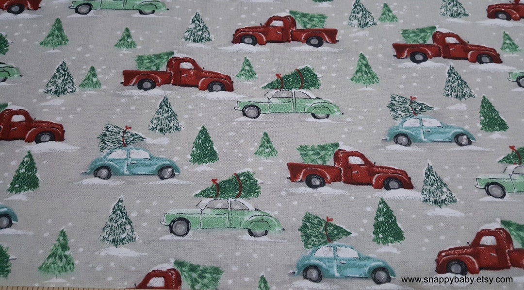 Christmas Flannel Fabric - Multi Vehicle Christmas - by the Yard - 100% ...