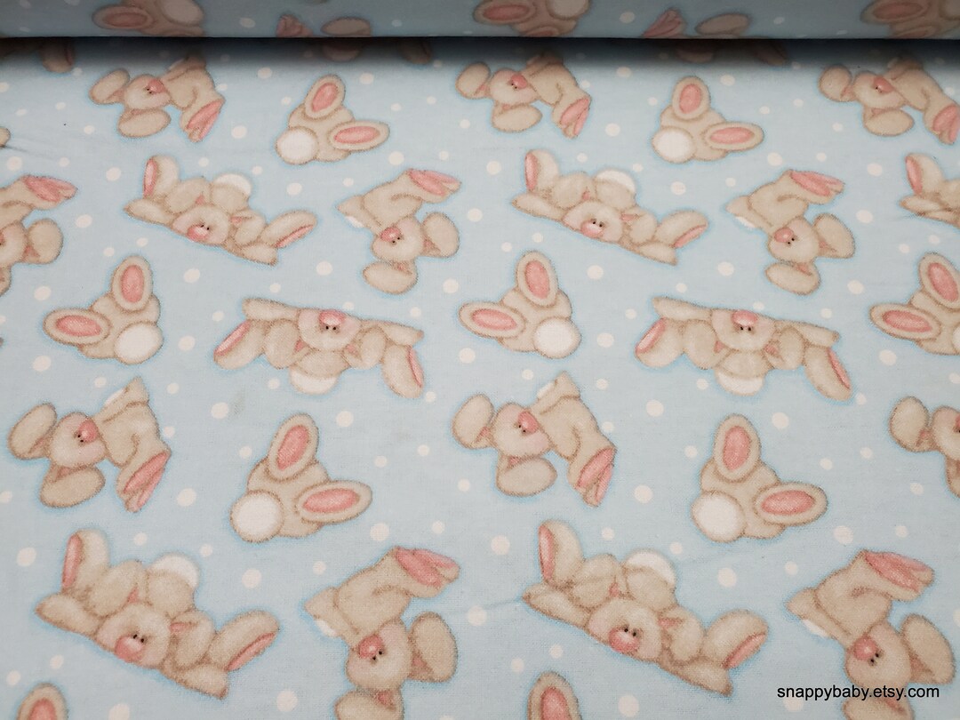 Flannel Fabric - Floppy Bunny Blue - by the Yard - 100% Cotton Flannel ...