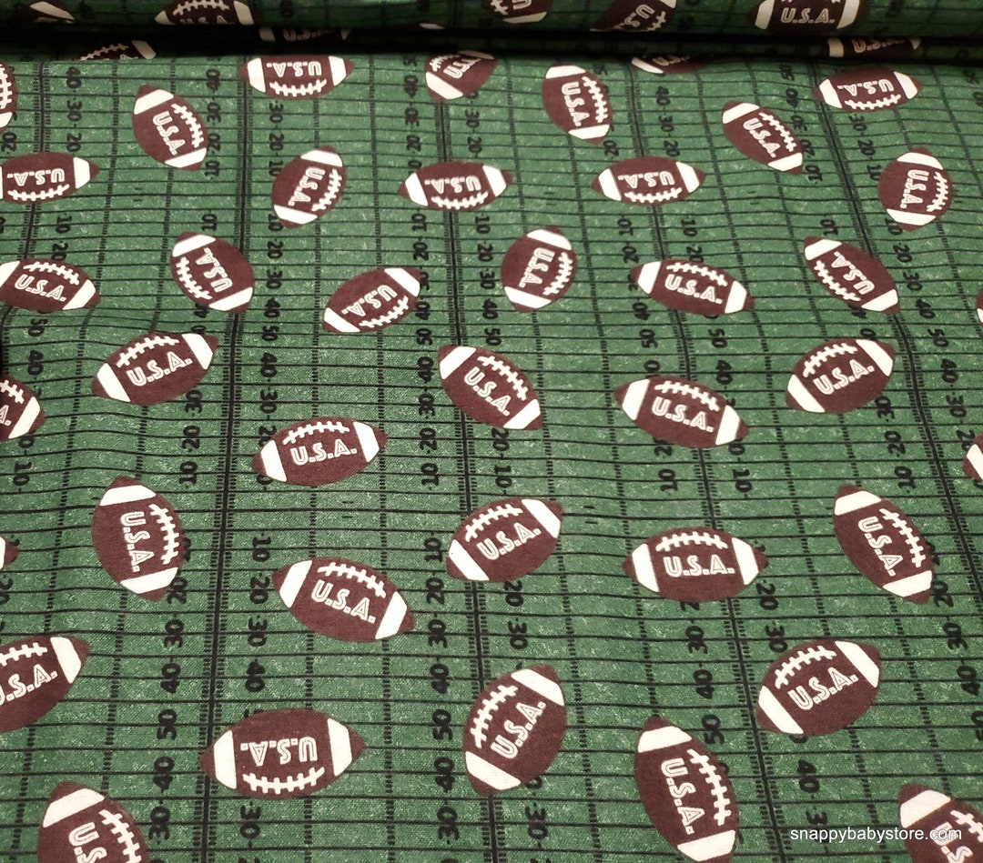 Flannel Fabric - Footballs on Field - by the Yard - 100% Cotton Flannel ...