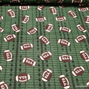 Flannel Fabric - Footballs on Field - by the Yard - 100% Cotton Flannel ...