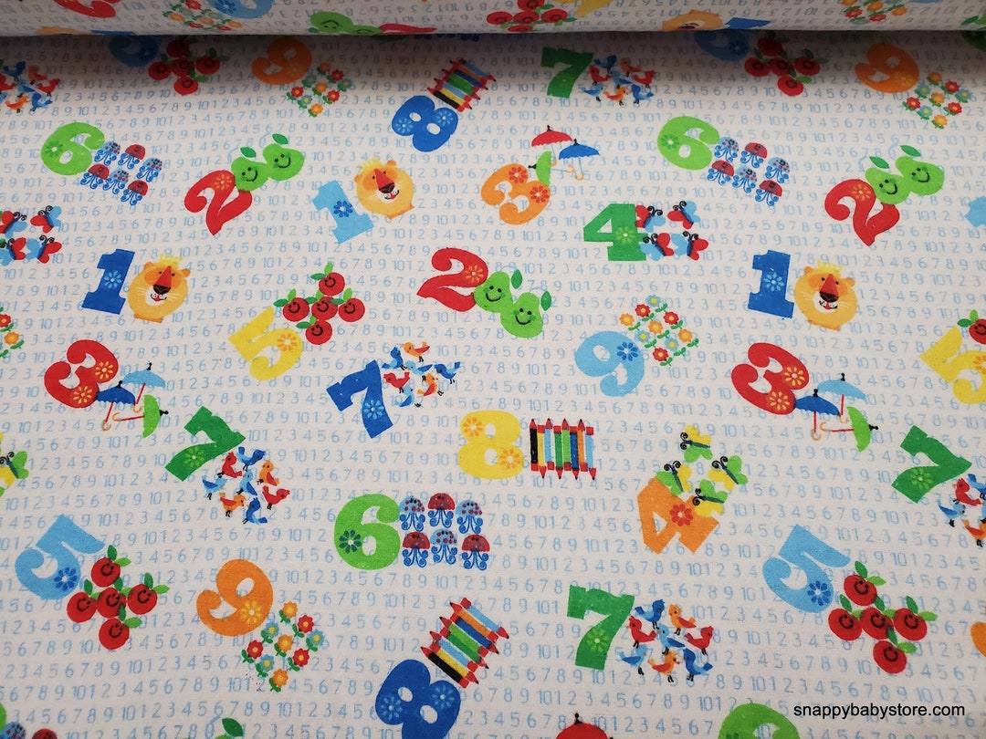 Flannel Fabric - Numbers on Numbers - by the Yard - 100% Cotton Flannel ...