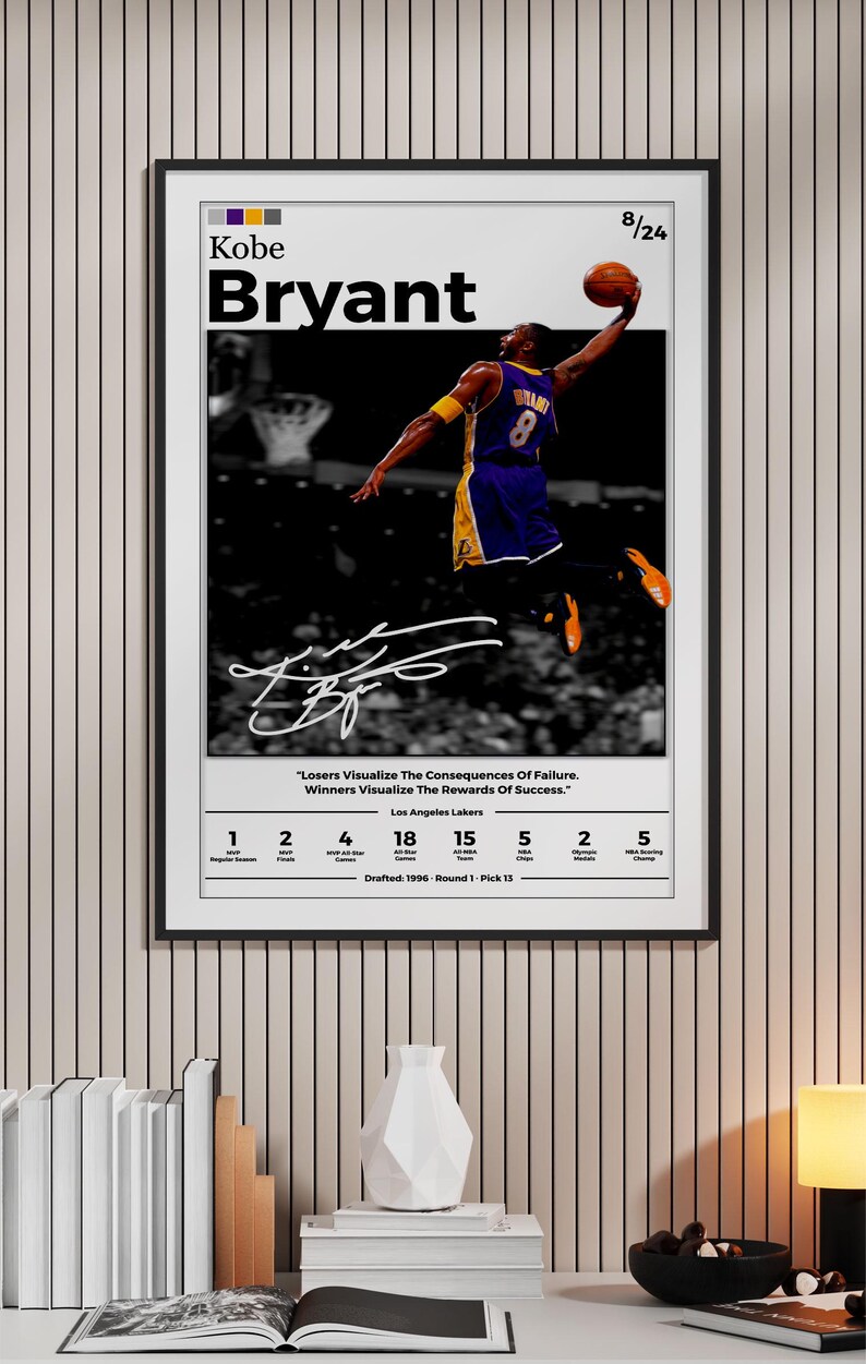 Kobe Bryant Metal Frame Poster | Basketball Gift | Man Cave | Framed ...