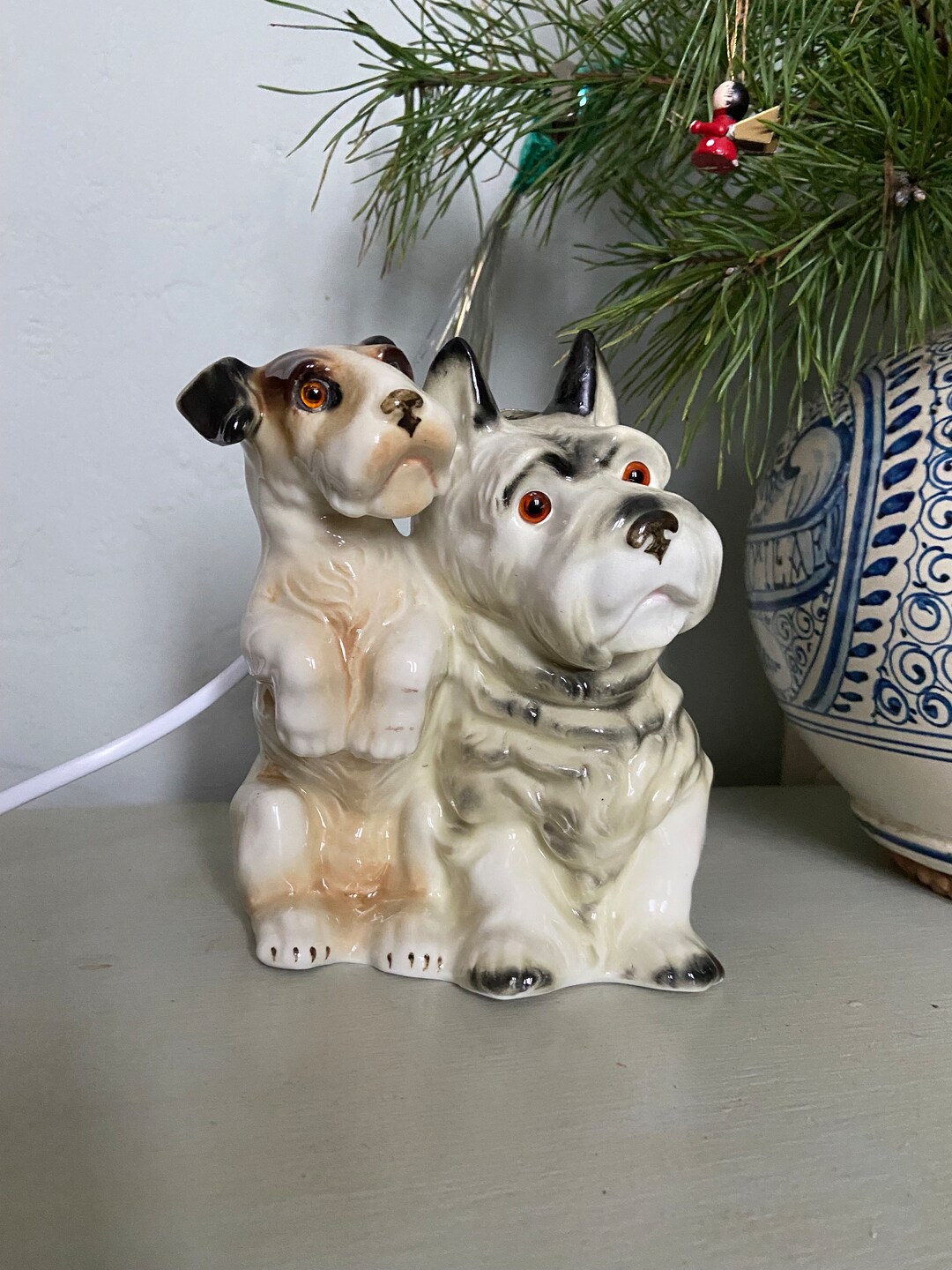 Vintage Dogs Perfume Lamp Night Light, Schnauzer & Fox Terrier, Black ...