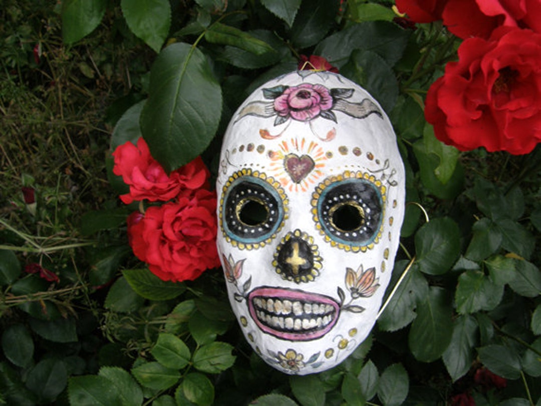 Pappmaché Sugar Skull Mask, Dia De Los Muertos - Etsy