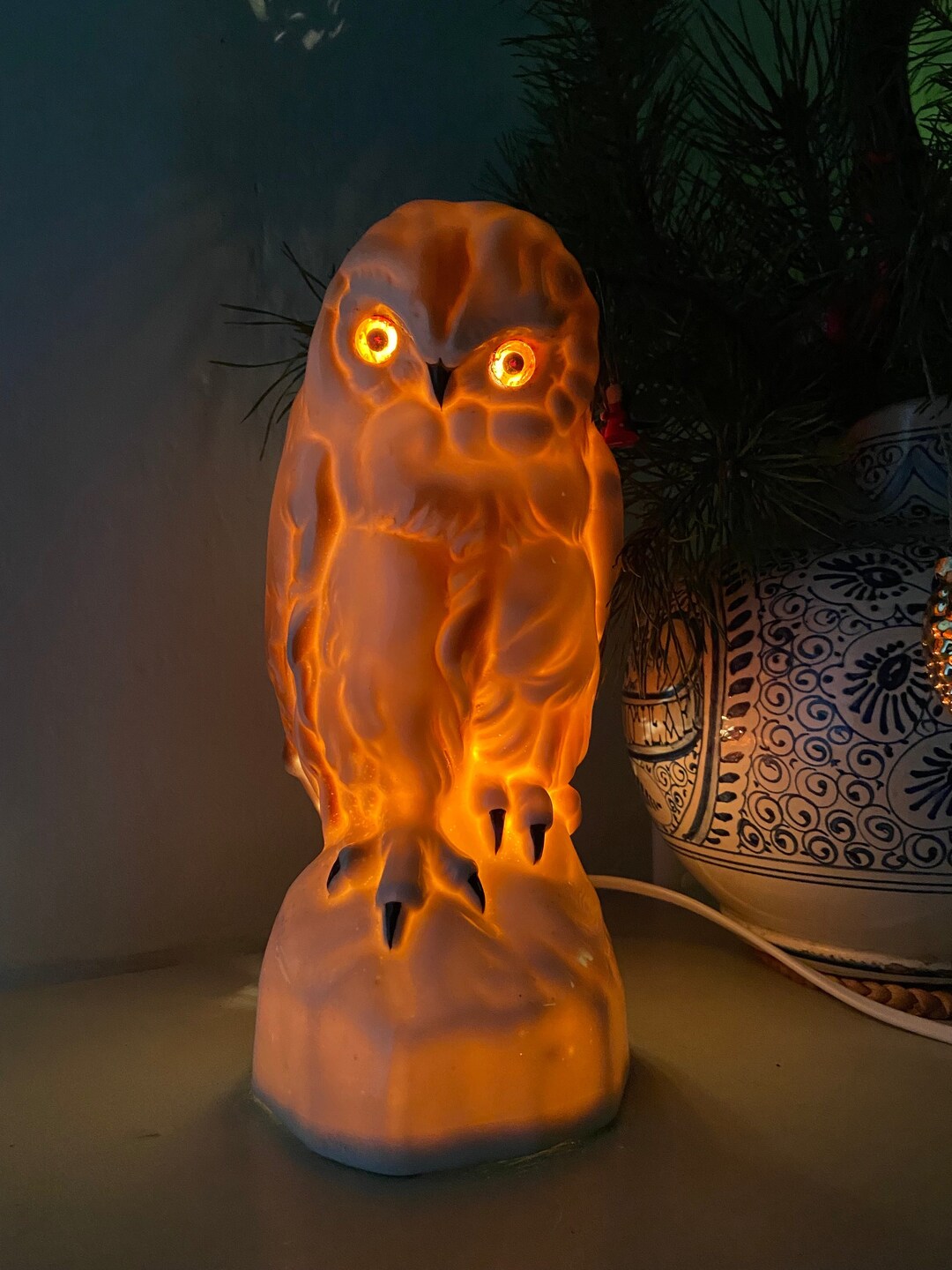 Vintage 1950's Porcelain Owl Perfume Lamp / 50's Owl Table Lamp - Etsy