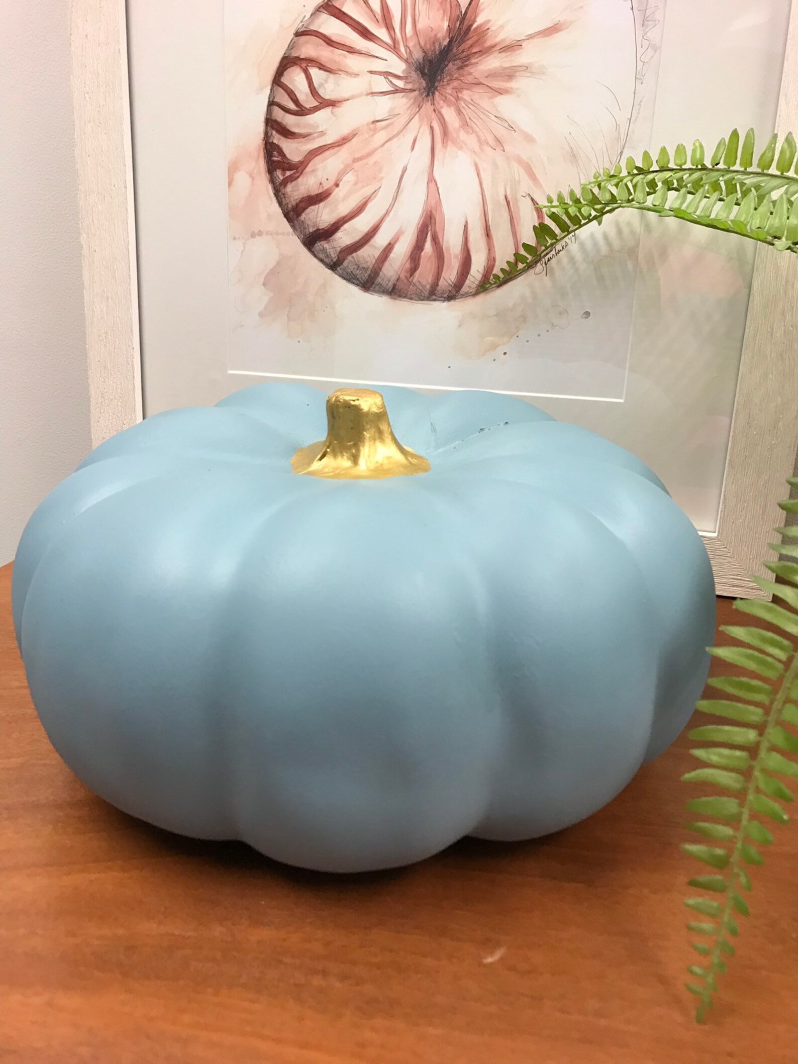 Medium Light Blue Pumpkin Nautical Coastal Beach Halloween Thanksgiving ...