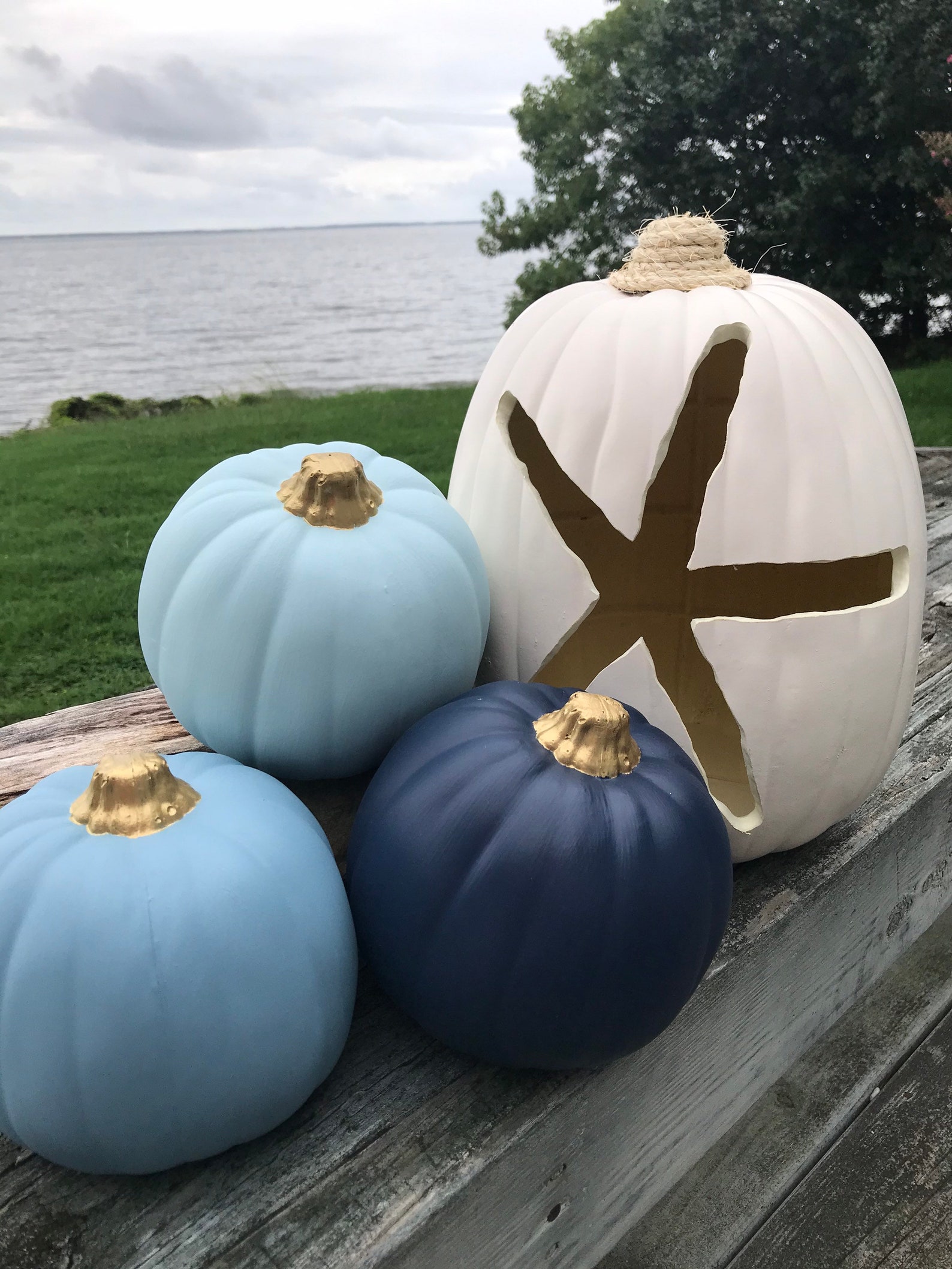 NEW Small Blue Gray Pumpkin Nautical Coastal Beach Halloween | Etsy