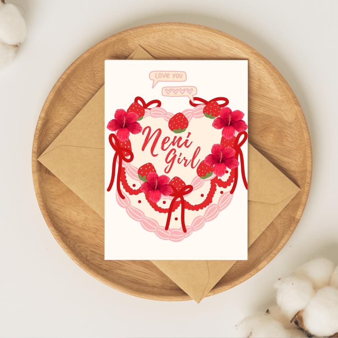 Neni Girl Greeting Card Digital File for Printing at Home DIY, 7x10in ...
