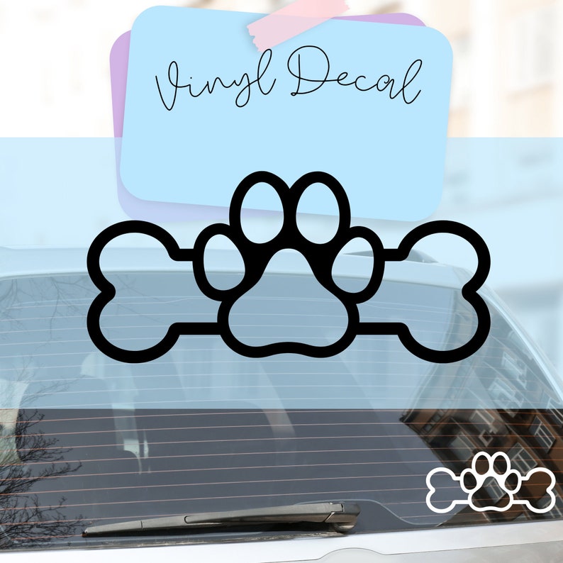 Dog Bone and Paw Print Vinyl Decal Sticker Dog Lovers Size - Etsy