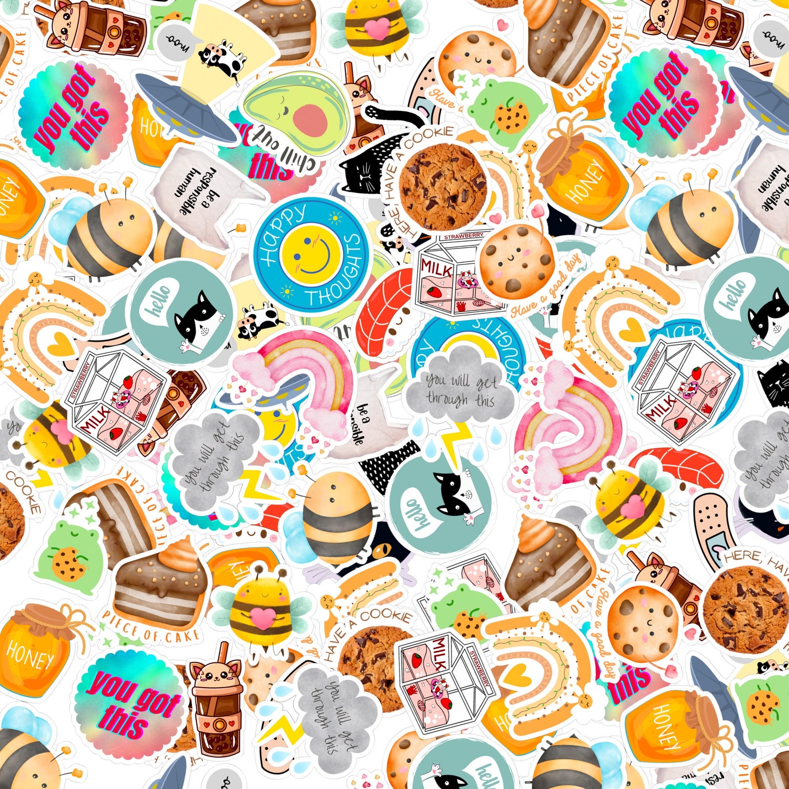22 PC Sticker Pack Cute Happy Motivational Sticker to Inspire - Etsy