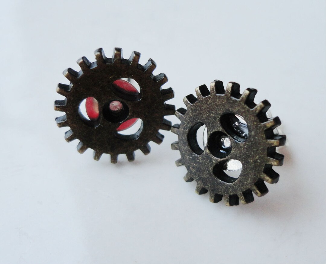 Metal Gears Cogs Gold 4 Hole Steampunk 13mm Stud Earrings - Etsy