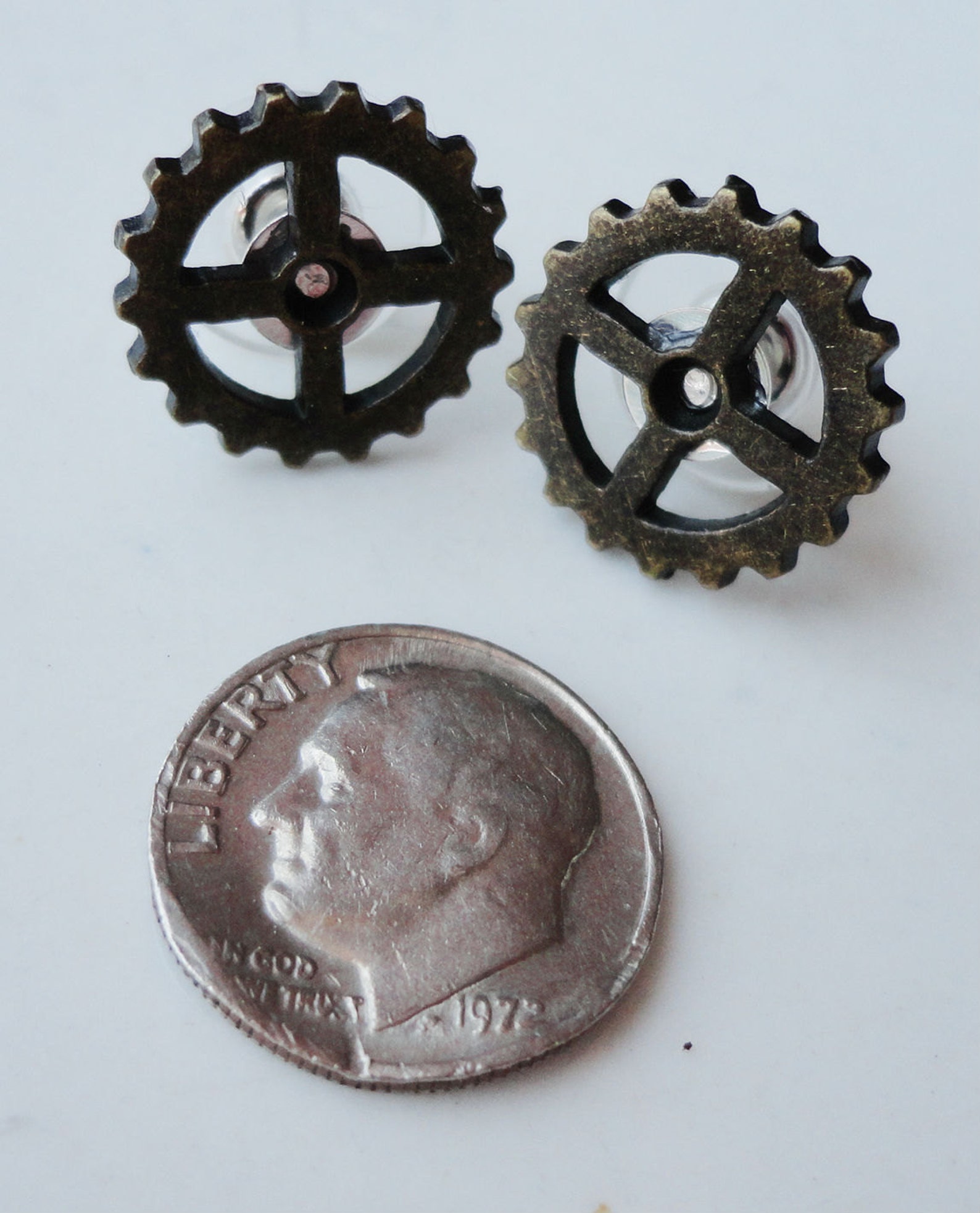 Metal Gears Cogs Burnished Gold Steampunk 16mm Stud Earrings - Etsy