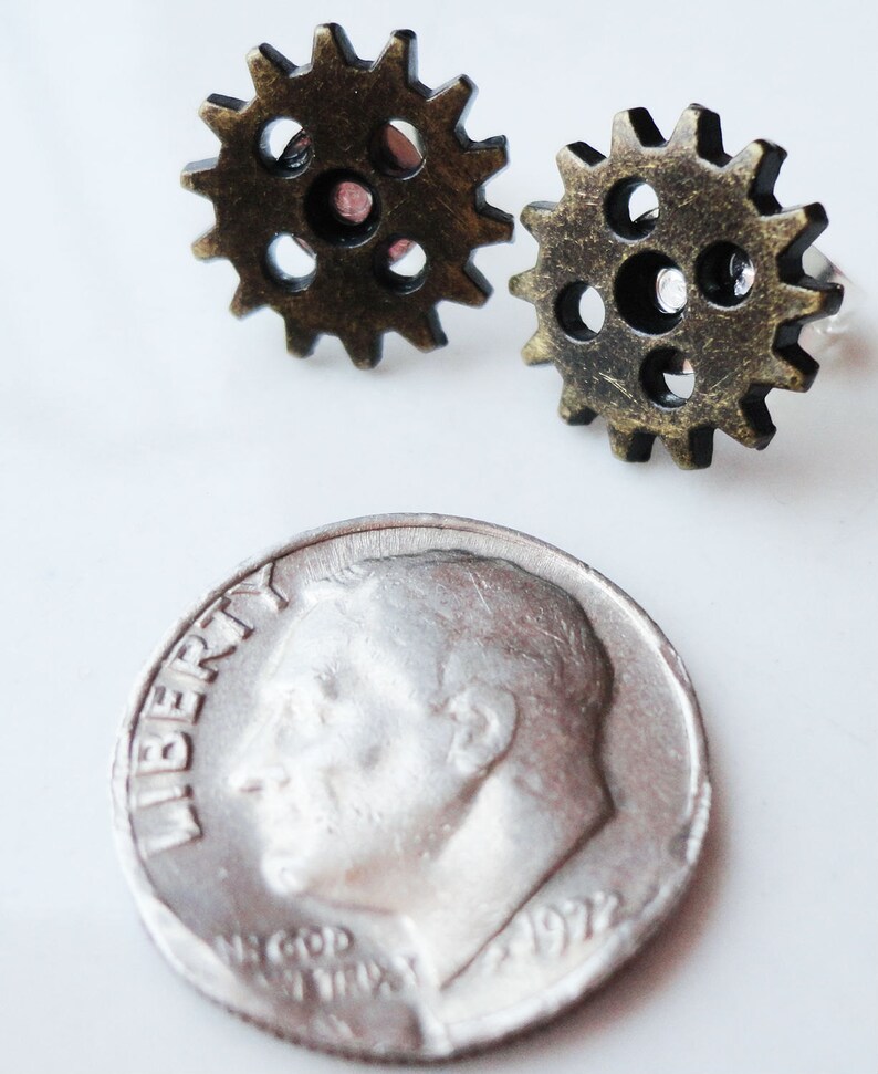 Metal Gears Cogs Gold 5 Hole Steampunk 13mm Stud Earrings - Etsy