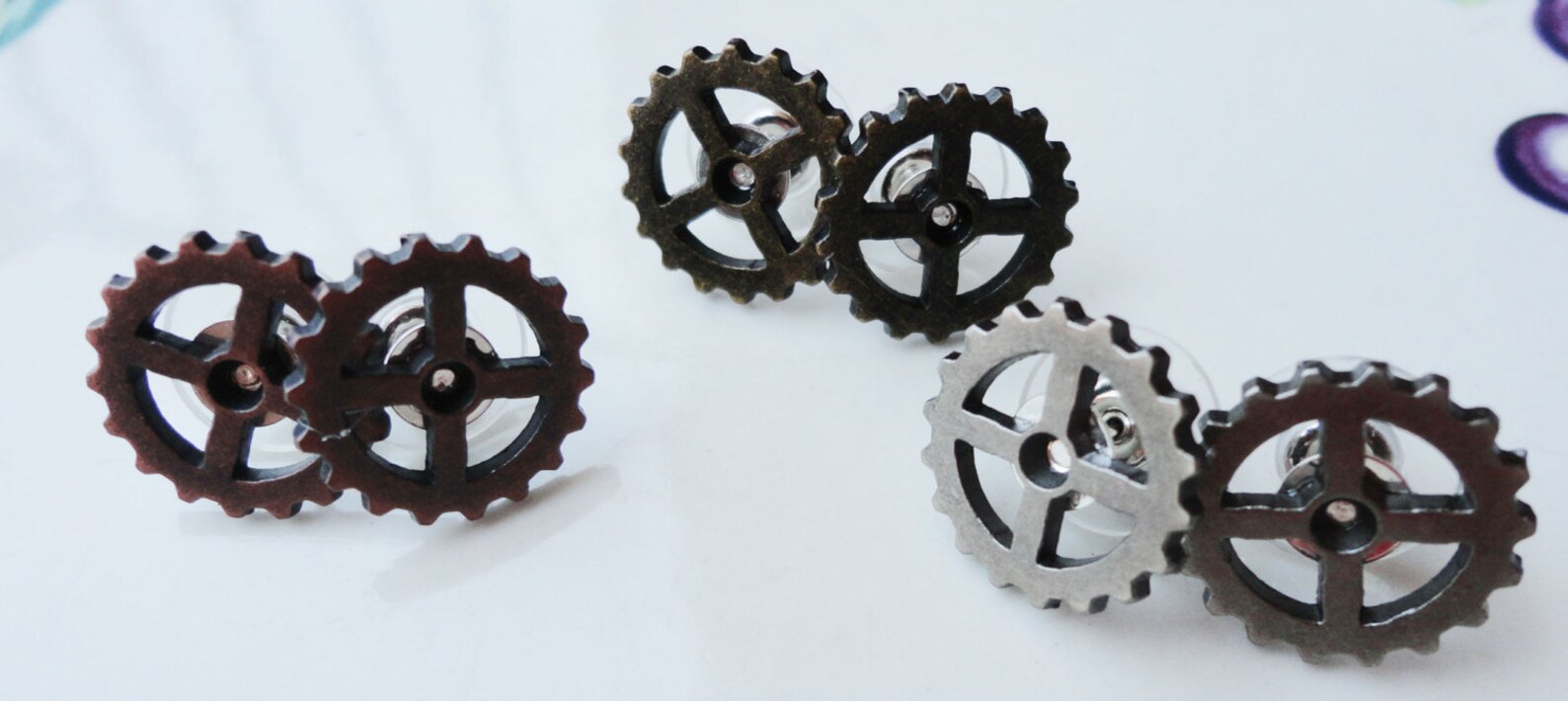 Metal Gears Cogs Burnished Gold Steampunk 16mm Stud Earrings - Etsy