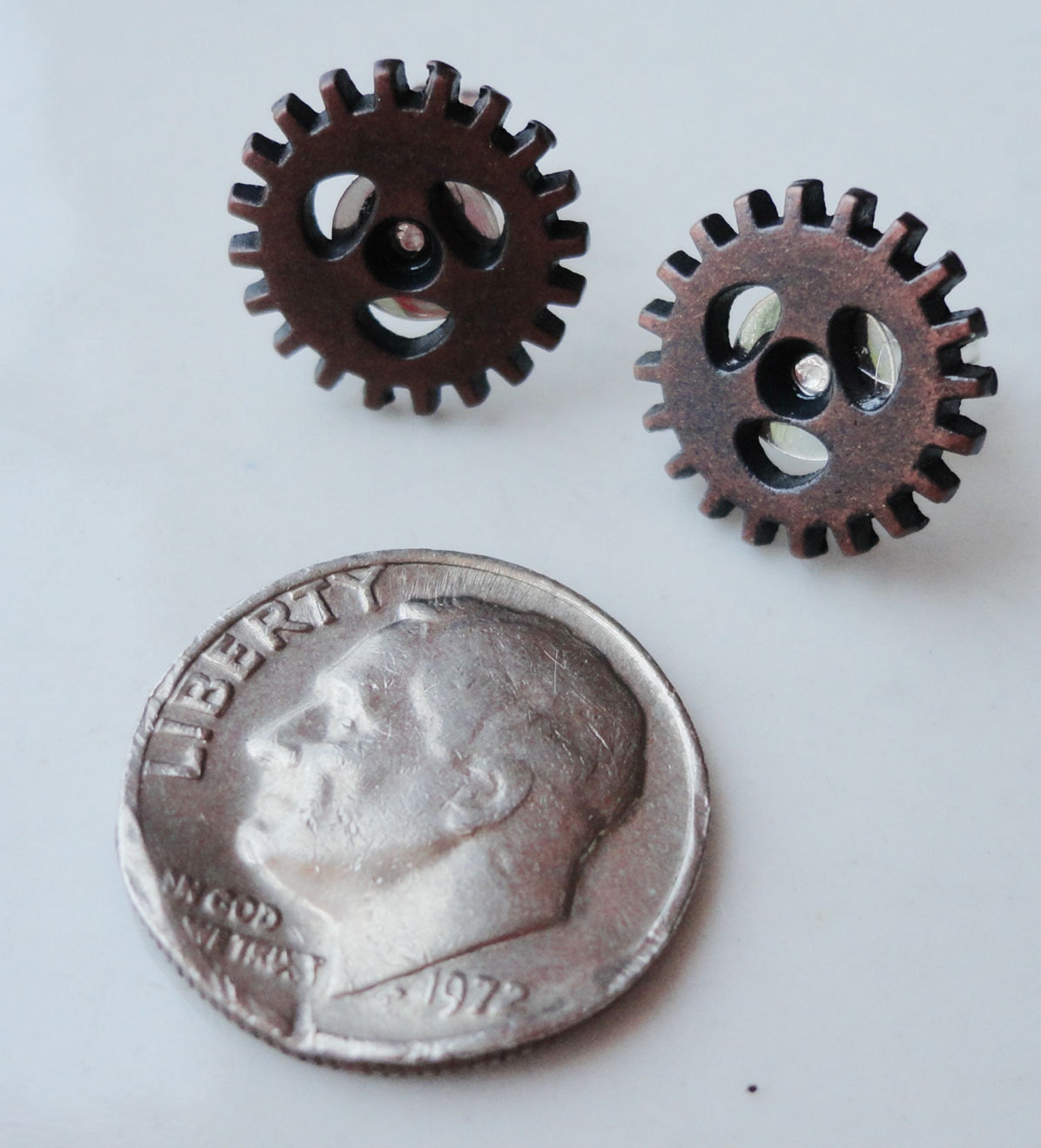 Metal Gears Cogs Copper 4 Hole Steampunk 13mm Stud Earrings - Etsy