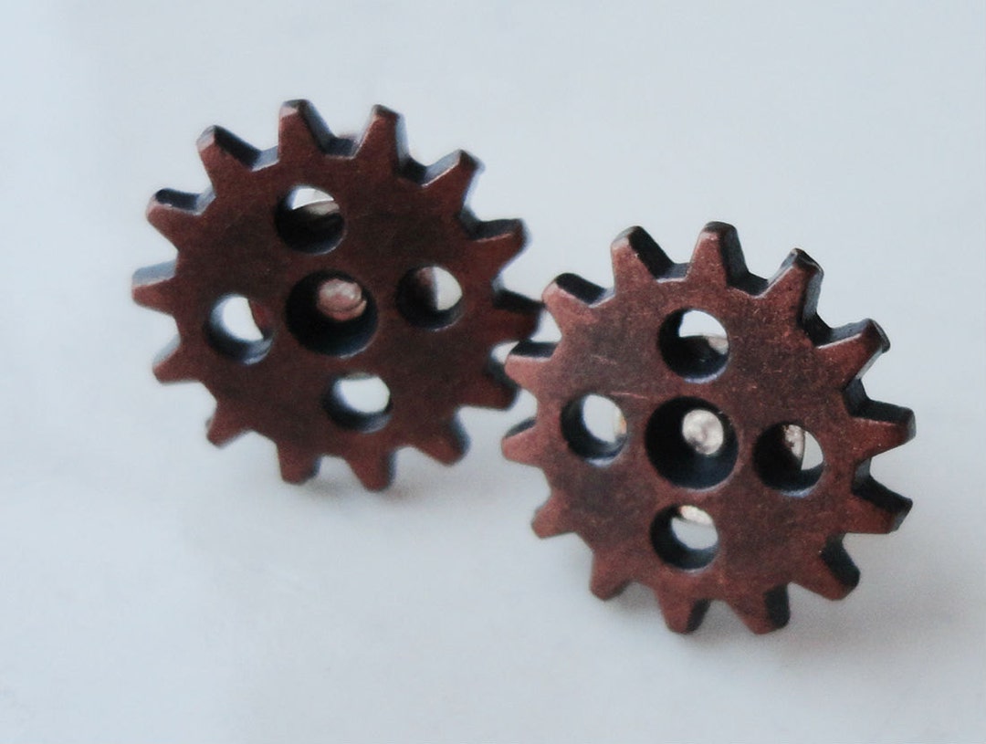 Metal Gears Cogs Copper 5 Hole Steampunk 13mm Stud Earrings - Etsy