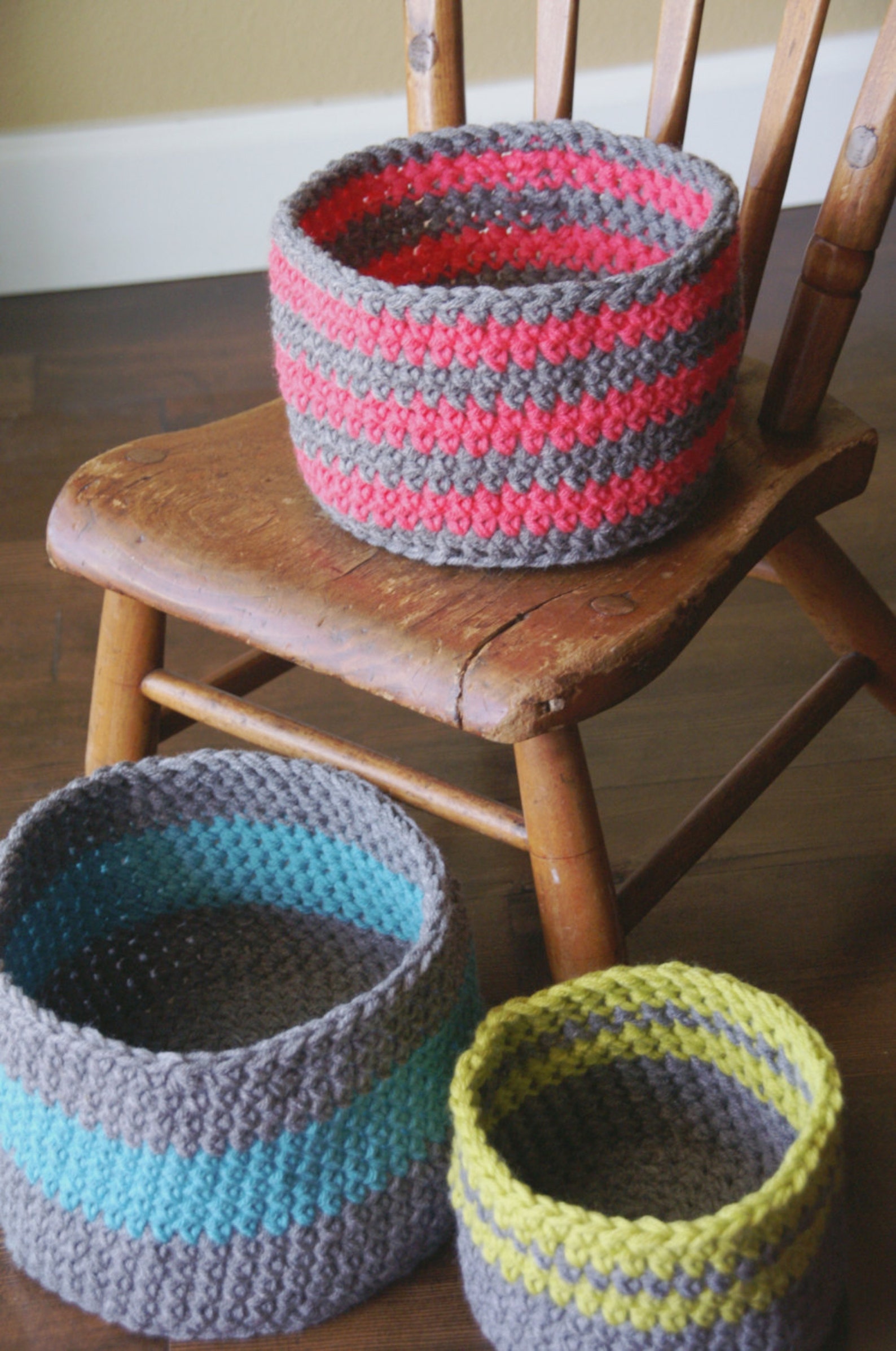 Modern Crochet Basket 3 Sizes 30 Colors | Etsy