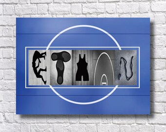 Letter Name Art Wrestling Print Wrestling Print Custom Name | Etsy