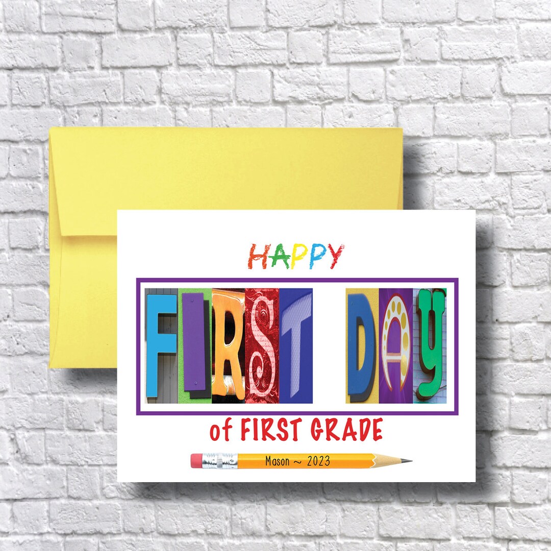 Personalized First Day of First Grade Card - Etsy