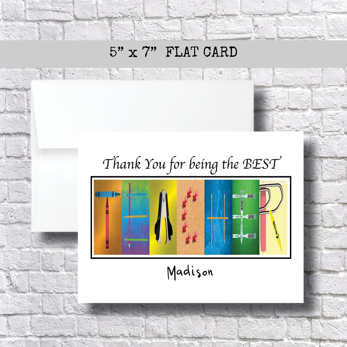 Personalized Thank You Card Teacher Elementary Preschool - Etsy