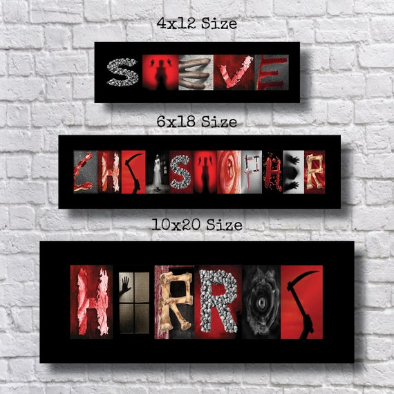 Horror Movie Alphabet Word Letter Art Halloween Bloody Hand - Etsy