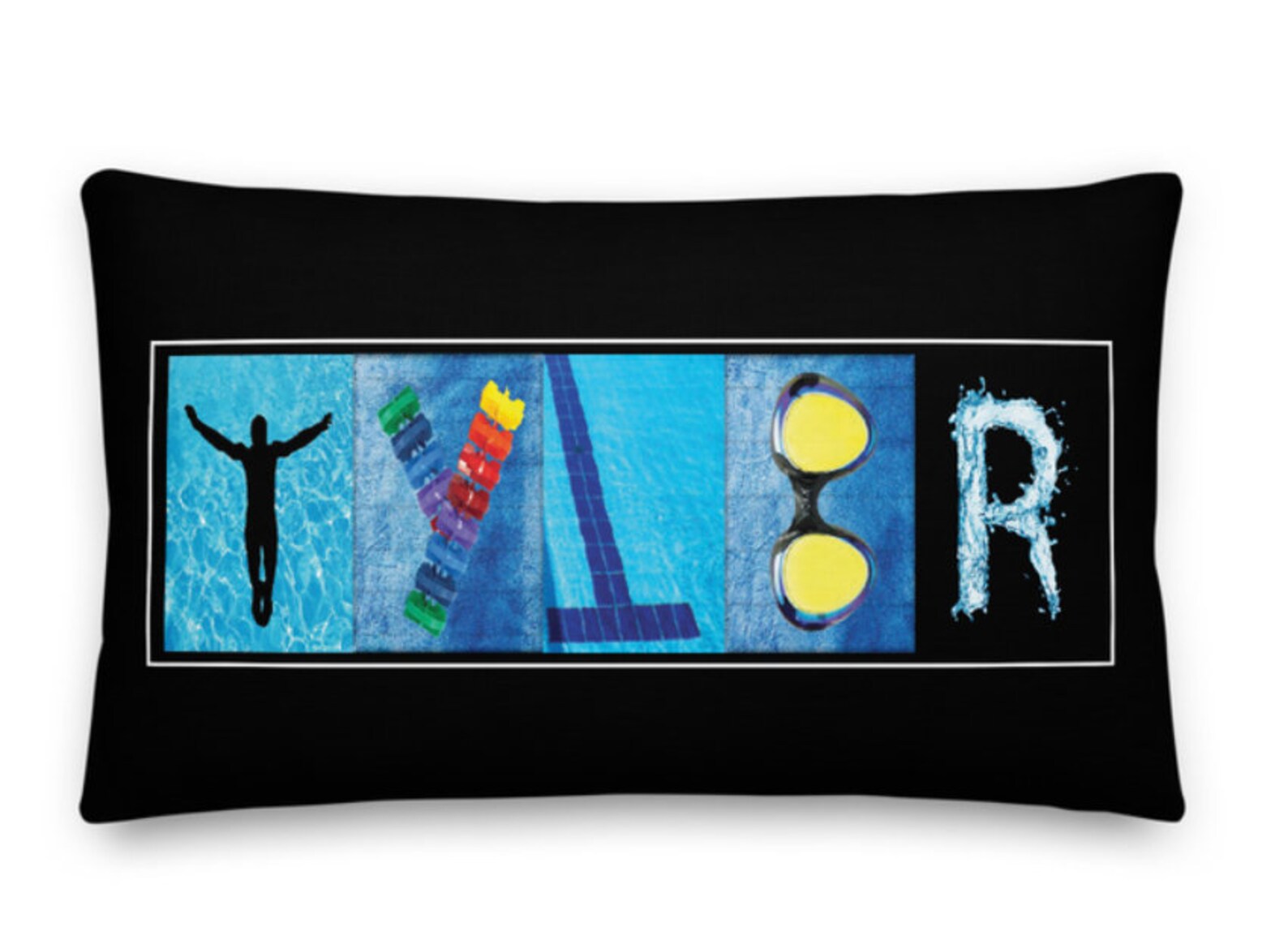 Swim Name Pillow Dive Name Pillow Swimmer Gift Lumbar - Etsy